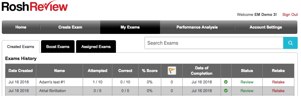 Customized Exam Naming - RoshReview.com